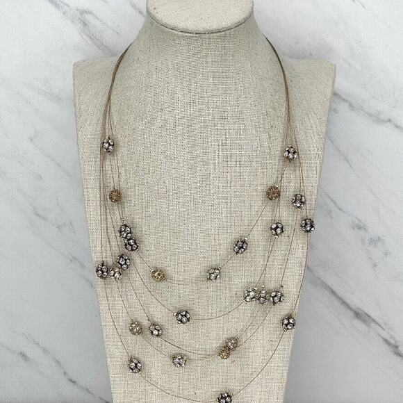 Chico's | Jewelry | Chicos Gold Tone Multi Strand Wire Tiered ...